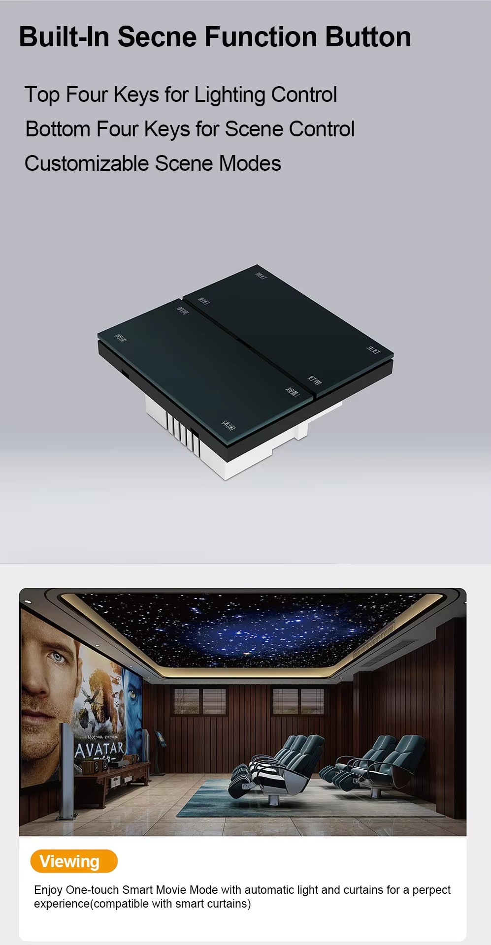 Avant Guard Smart Wireless Controller (1-Group 3-Scenes with Dimmer and ...